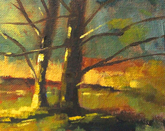 Forest Scene, Landscape, Oil Painting, Original, 5x7, Canvas, Small ...