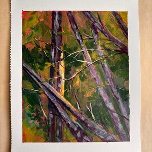 Nature Landscape Painting, Fallen Forest Trees Art, Small One of a Kind ...