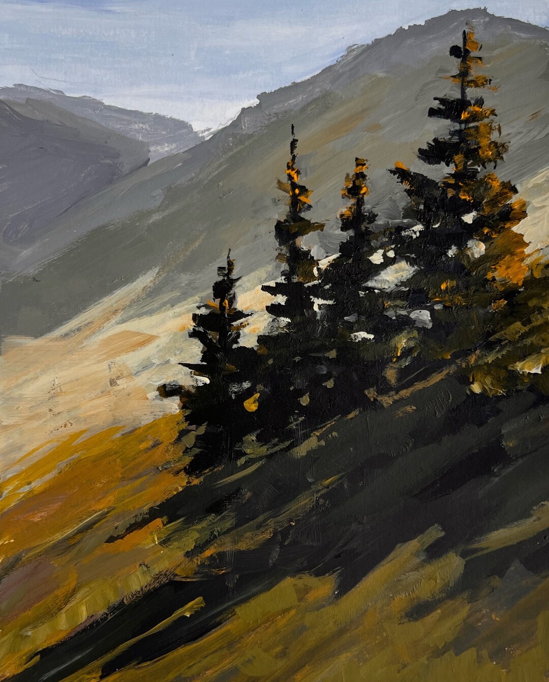 Mountain Landscape Painting, Small Autumn Original Art, One of a Kind ...