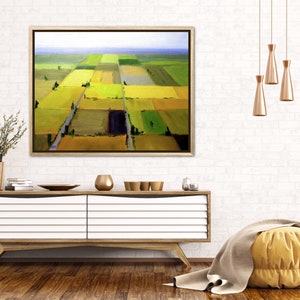 Aerial View Farm Country Art, Farmland Fields Countryside Artwork, Farm ...