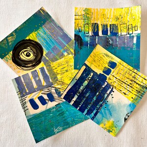 Mini Abstract Painting Series, Small Contemporary Artwork, Mixed Media ...