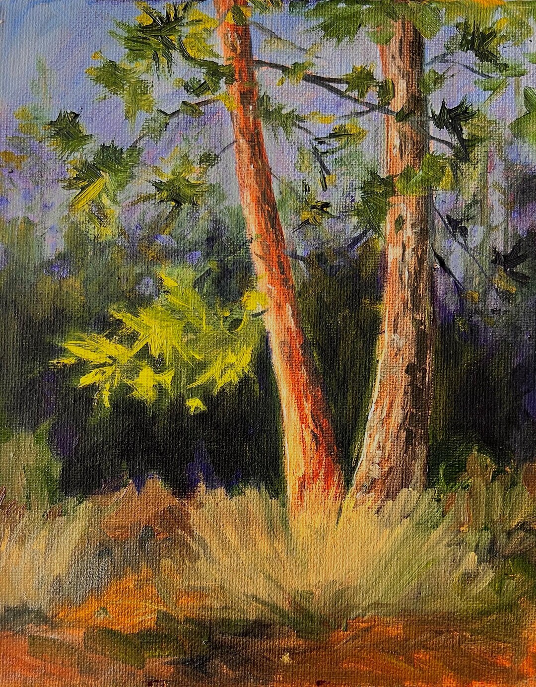 Pine Tree Landscape Painting, Rural Nature Art, 8x10 Canvas Artwork ...