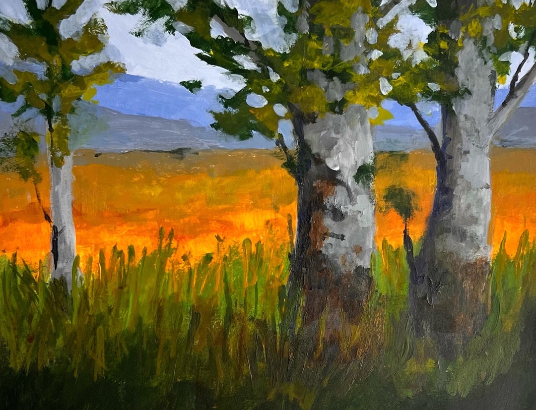Tree Grove Landscape Painting, Small Springtime Original, One of a Kind ...