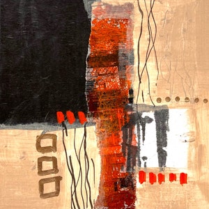 Mini Abstract Painting, Modern Original, Mixed Media Collage, Earth ...