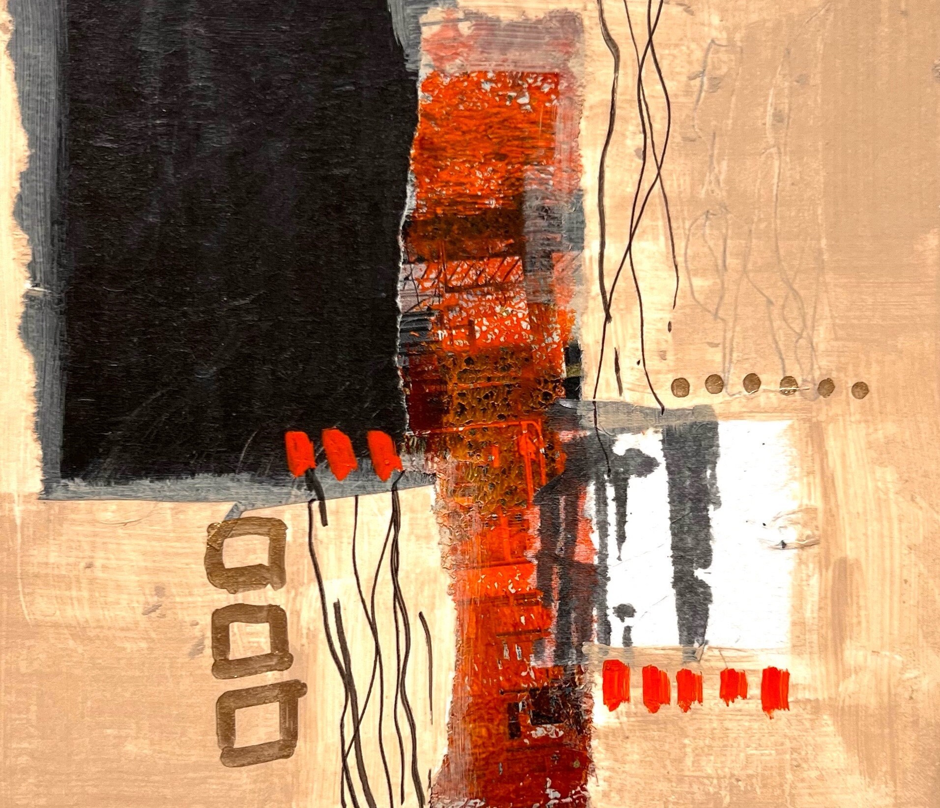 Mini Abstract Painting, Modern Original, Mixed Media Collage, Earth ...