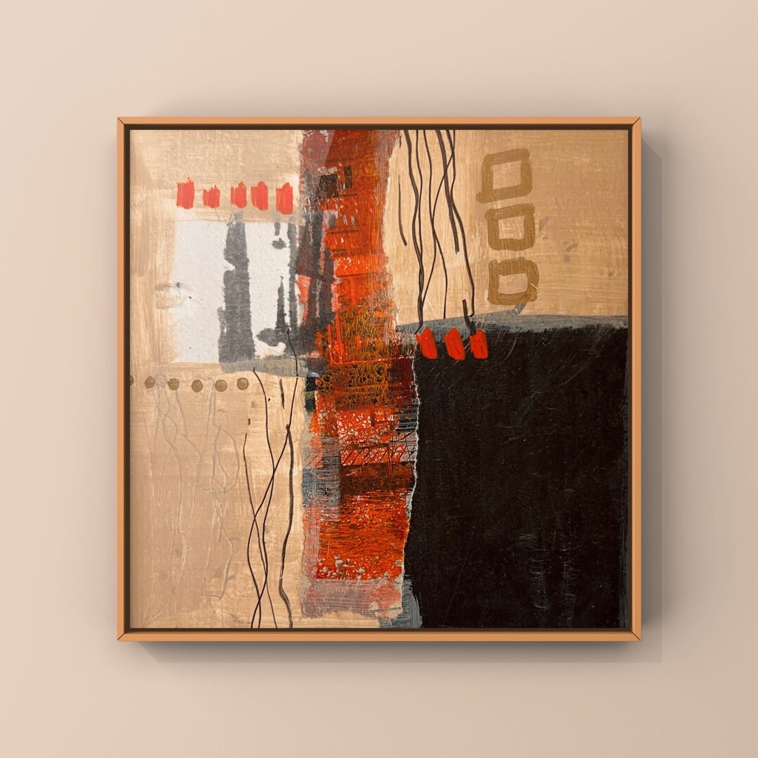 Mini Abstract Painting, Modern Original, Mixed Media Collage, Earth ...