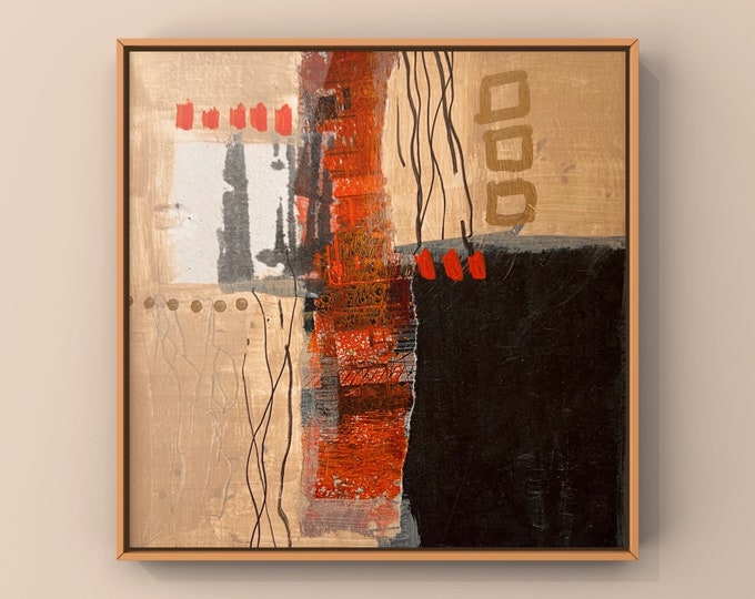 Mini Abstract Painting, Modern Original, Mixed Media Collage, Earth ...