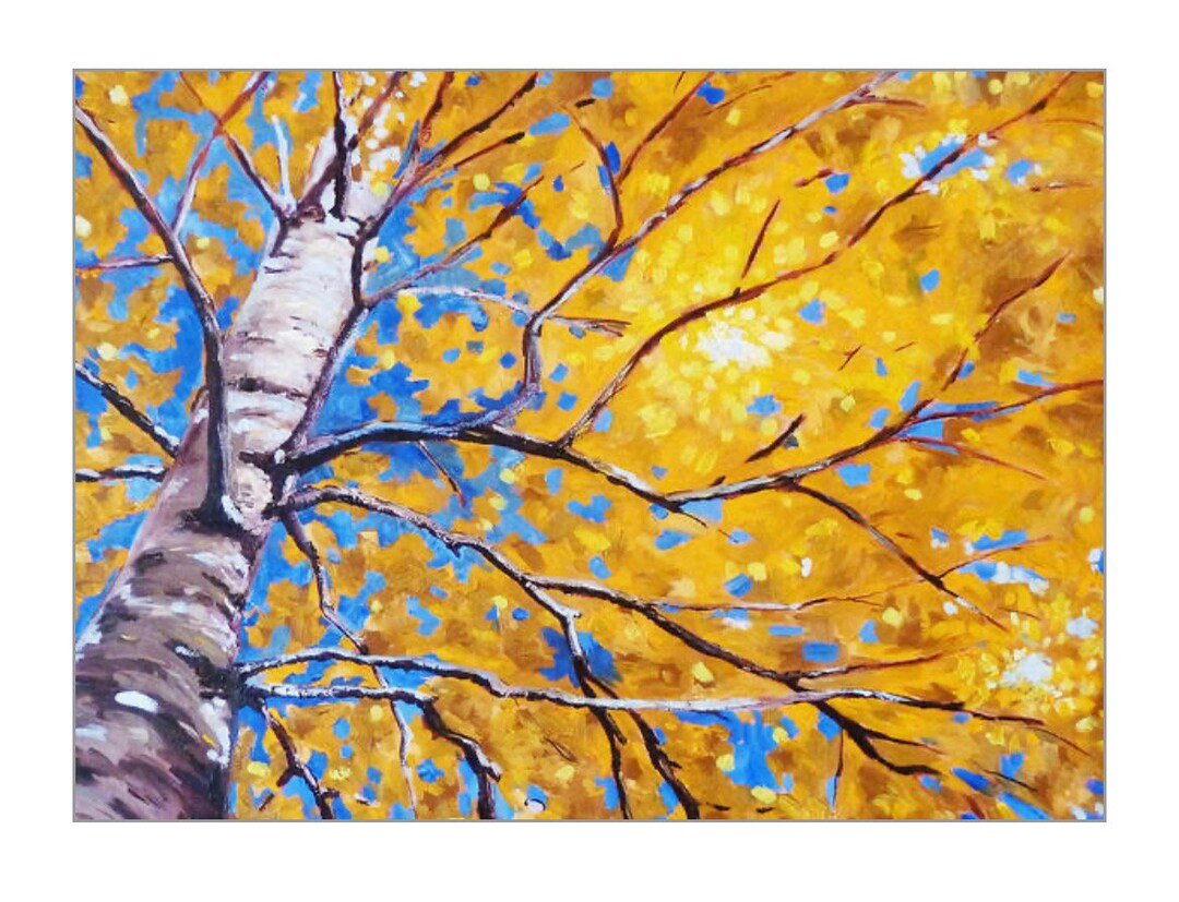 Birch Tree Art, Warm Fall Foliage, Autumn Leaves Sunshine, Sunny Forest ...