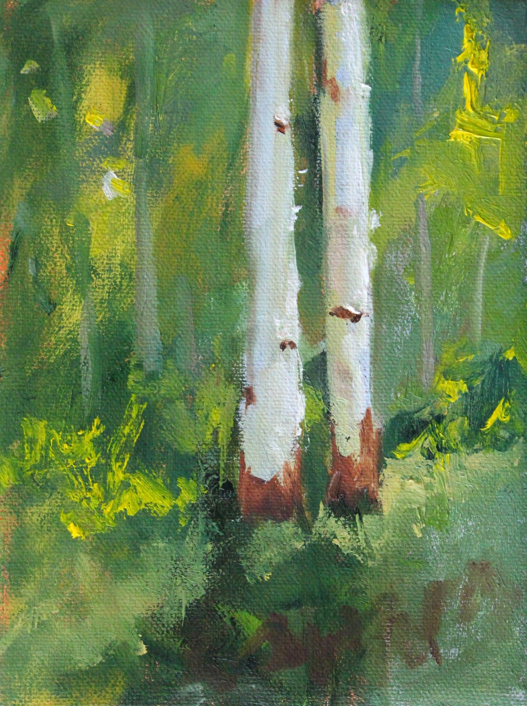 Summer Birch Trees, Small Landscape Oil Painting, Original Forest Scene ...