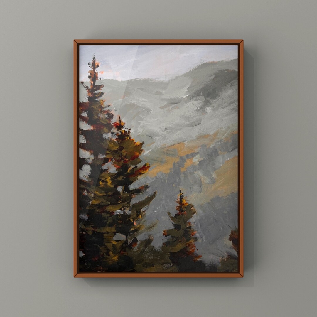 Mountain Forest Landscape Painting, Small Autumn Original, One of a ...
