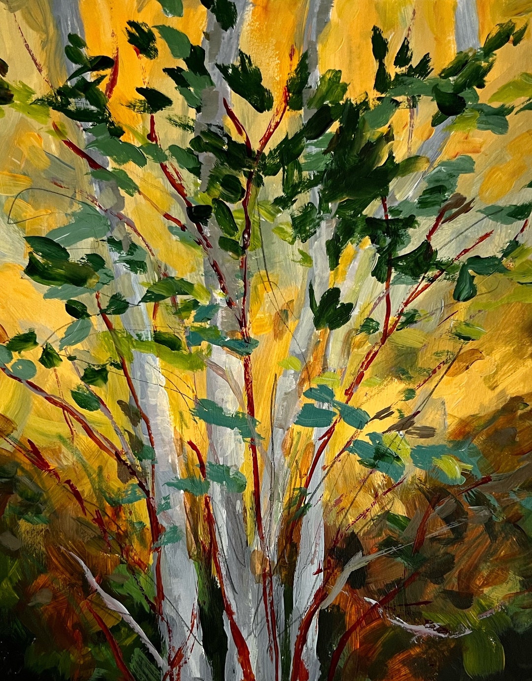 Sunny Foliage Landscape Painting, One of a Kind Original Art, Woodland ...