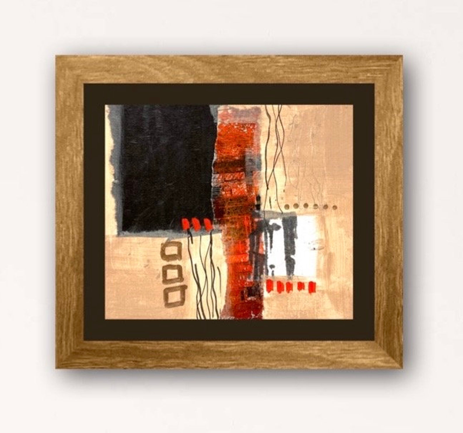 Mini Abstract Painting, Modern Original, Mixed Media Collage, Earth ...