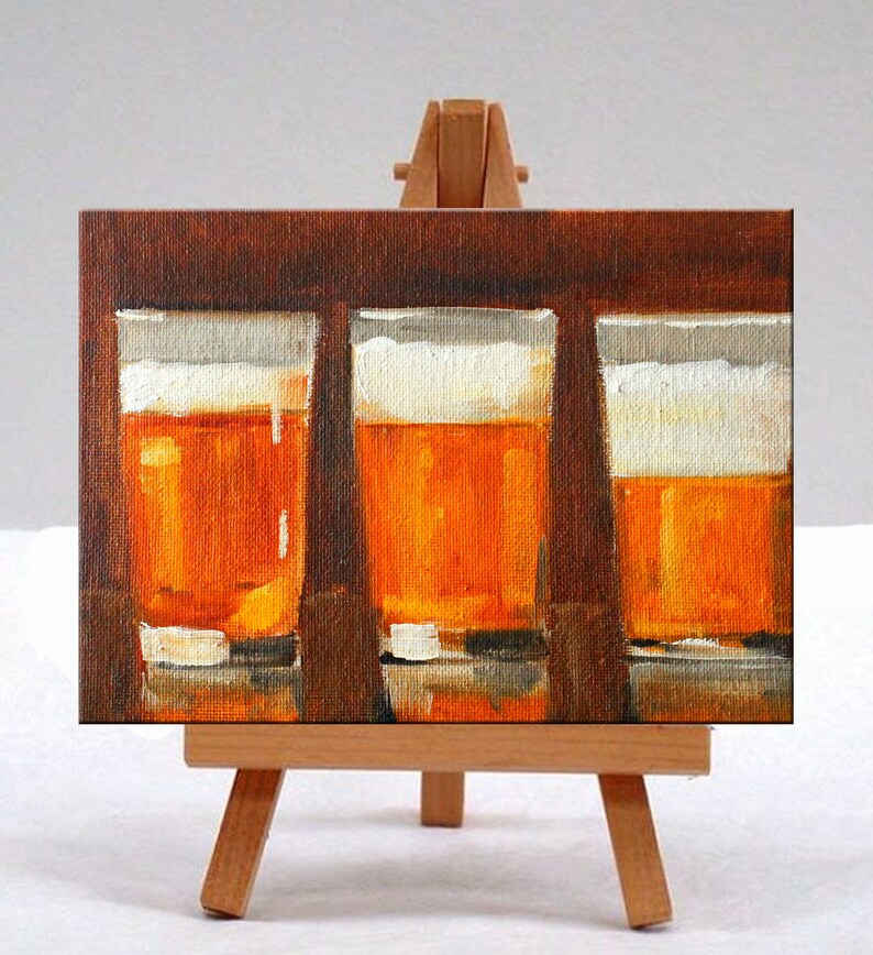 Small Still Life Oil Painting Beer Glasses | Etsy