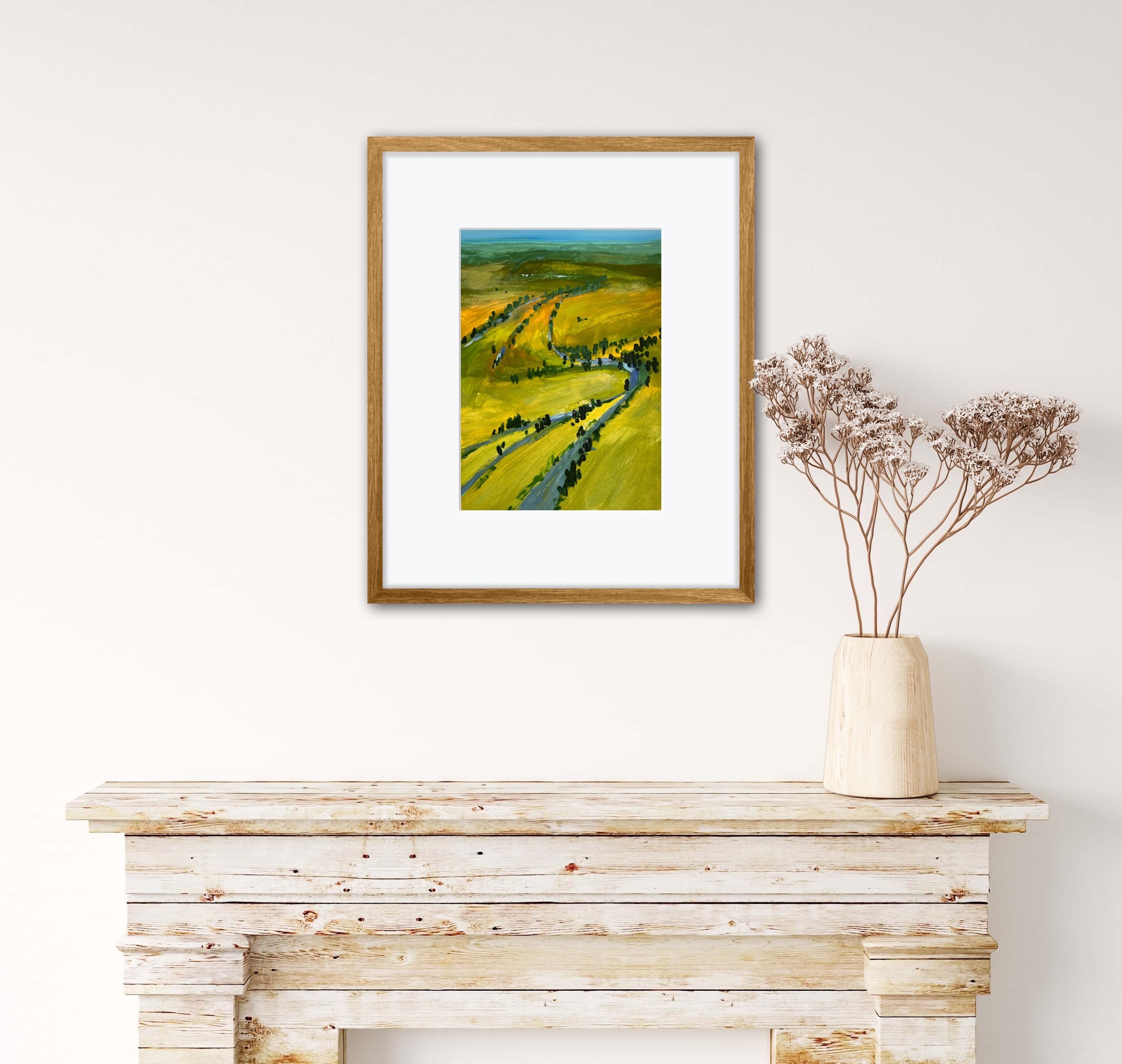 Original Landscape, Aerial View Painting, Small 9 X 12, One of a Kind ...