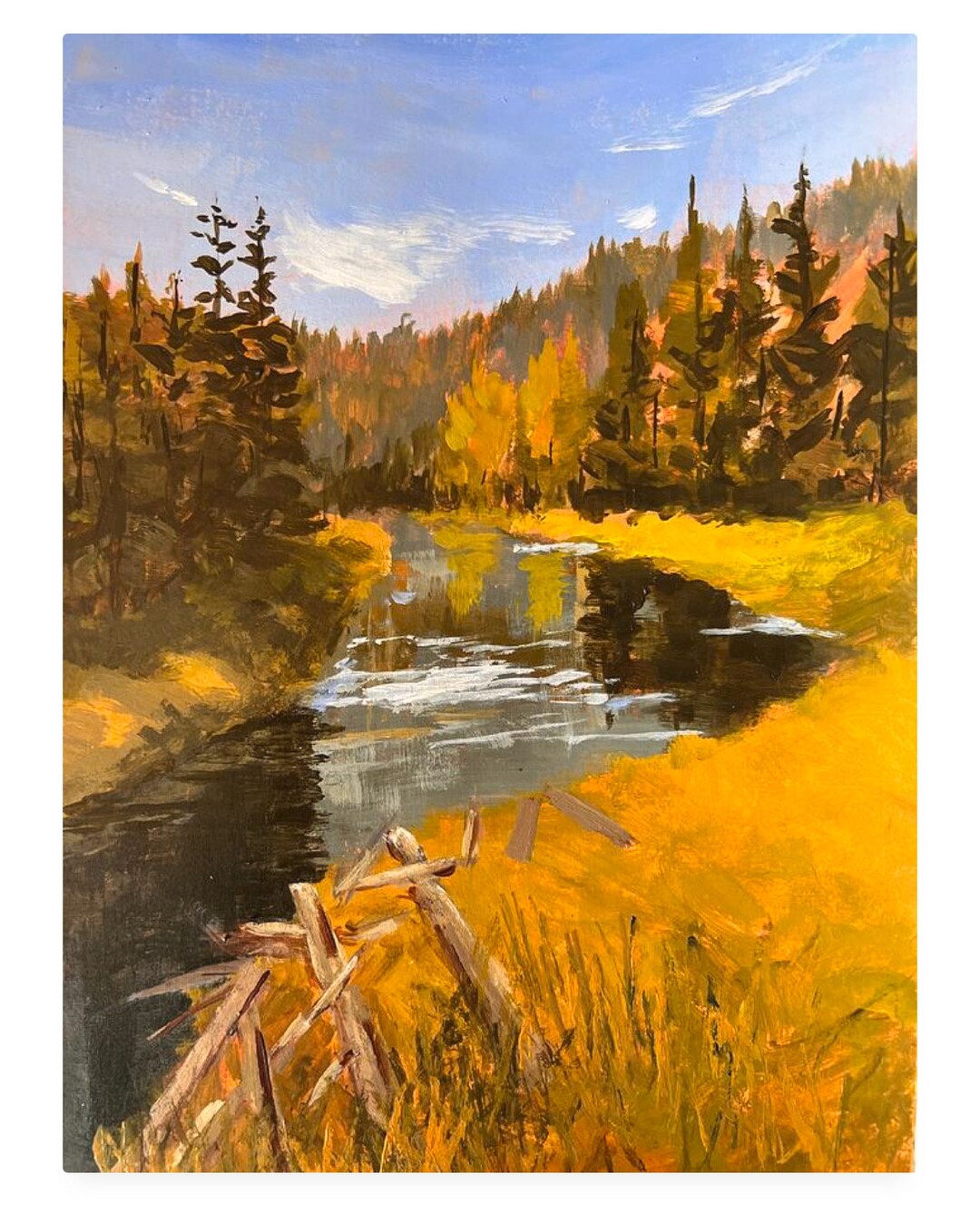 Rural River Forest Painting, Oregon Nature, Outdoor Landscape ...