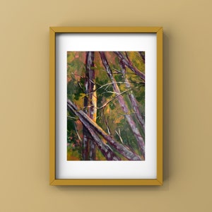 Nature Landscape Painting, Fallen Forest Trees Art, Small One of a Kind ...