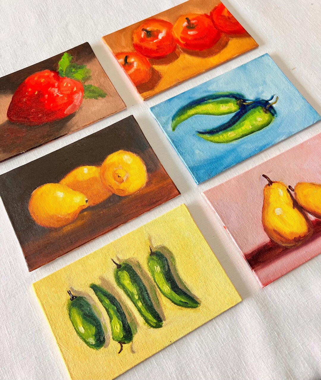 Original Mini Still Life Oil Paintings, Small Artwork, 4x6 Canvas Art ...
