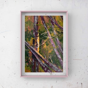 Nature Landscape Painting, Fallen Forest Trees Art, Small One of a Kind ...