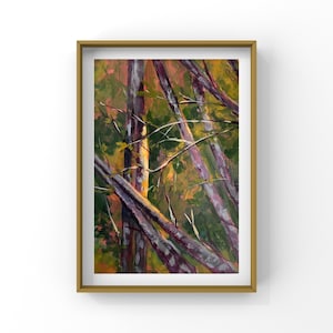 Nature Landscape Painting, Fallen Forest Trees Art, Small One of a Kind ...