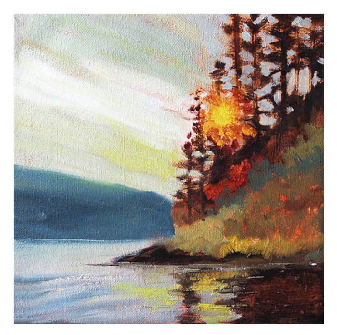 Pacific Northwest Sunset Wall Art, Olympic Peninsula Oil Painting, Hood Canal Beach Landscape ...
