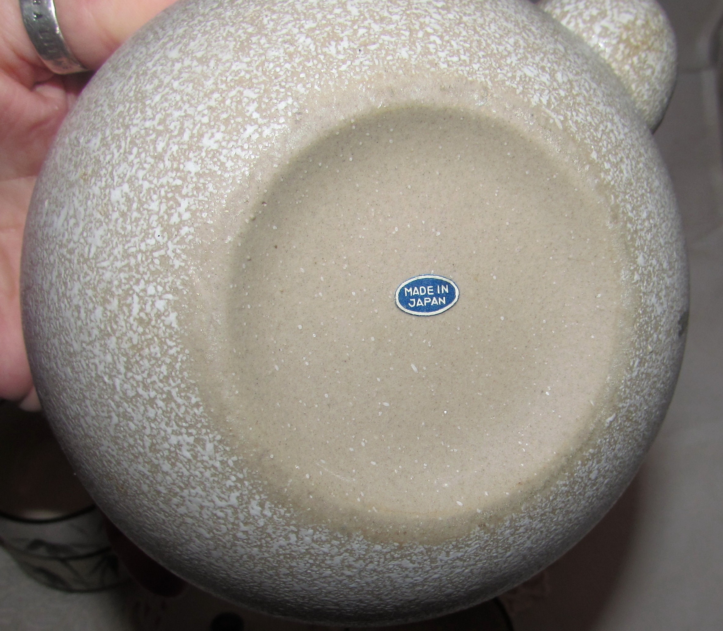 Vintage Textured Beige Stoneware Teapot W/ Bamboo Handle & 4 | Etsy