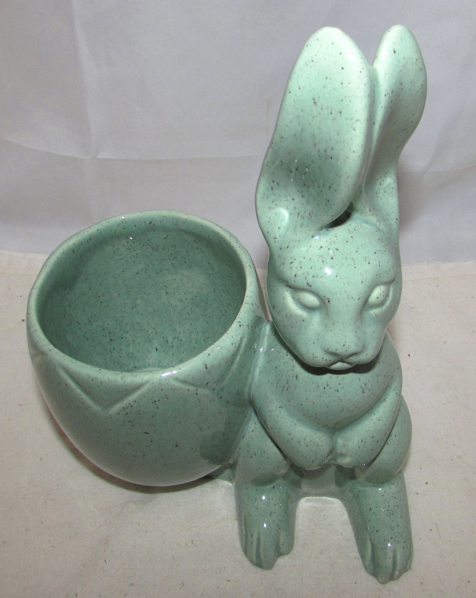 Vintage Speckled Celadon Green Ceramic Bunny Rabbit Planter by - Etsy