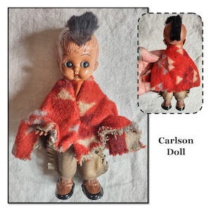 Vintage Hard Plastic Native American Boy Doll With Mohawk & Blanket by ...