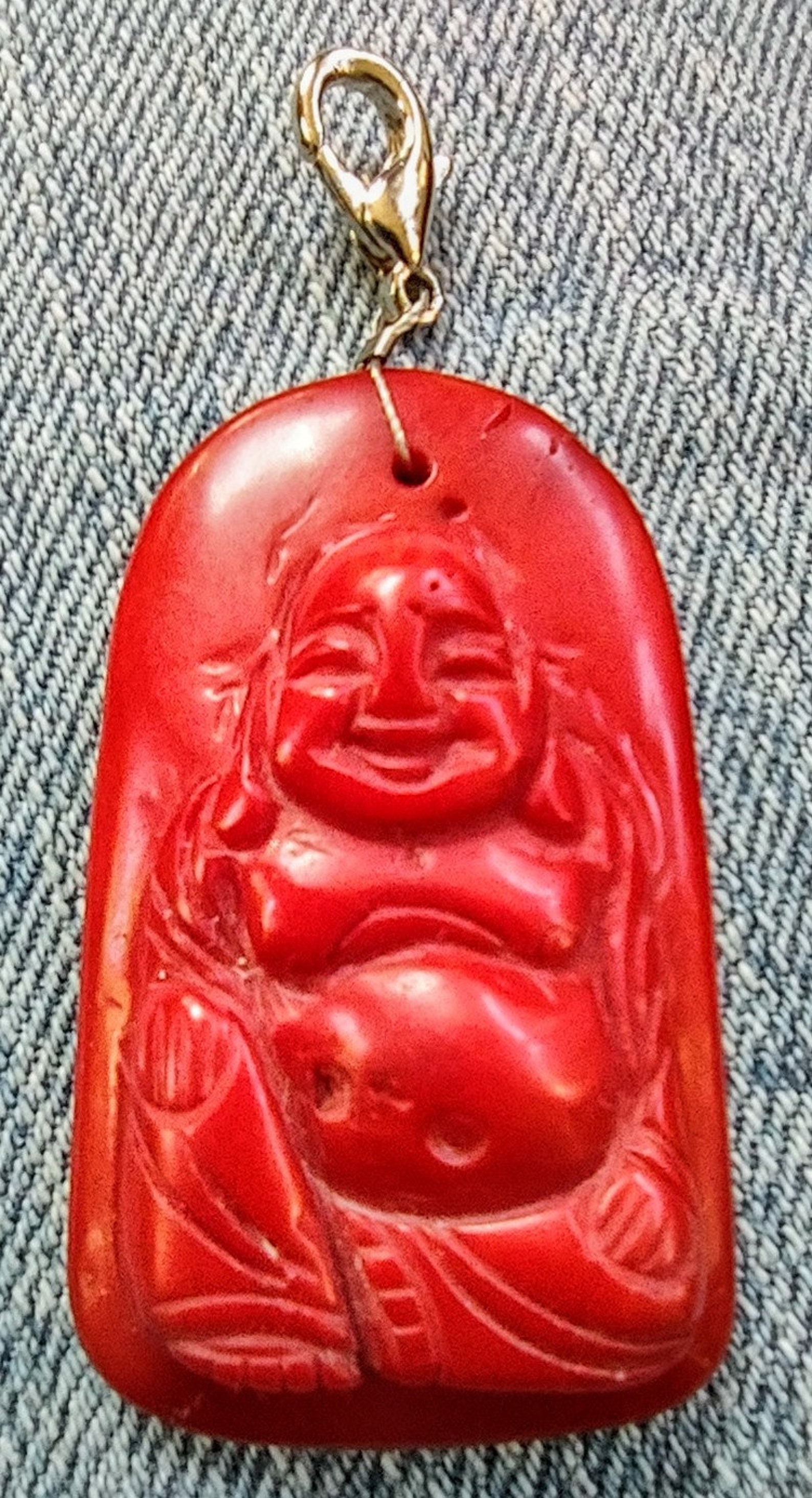 TWO - Vintage Red Faux Cinnabar Plastic Asian Style Jewelry Items ...