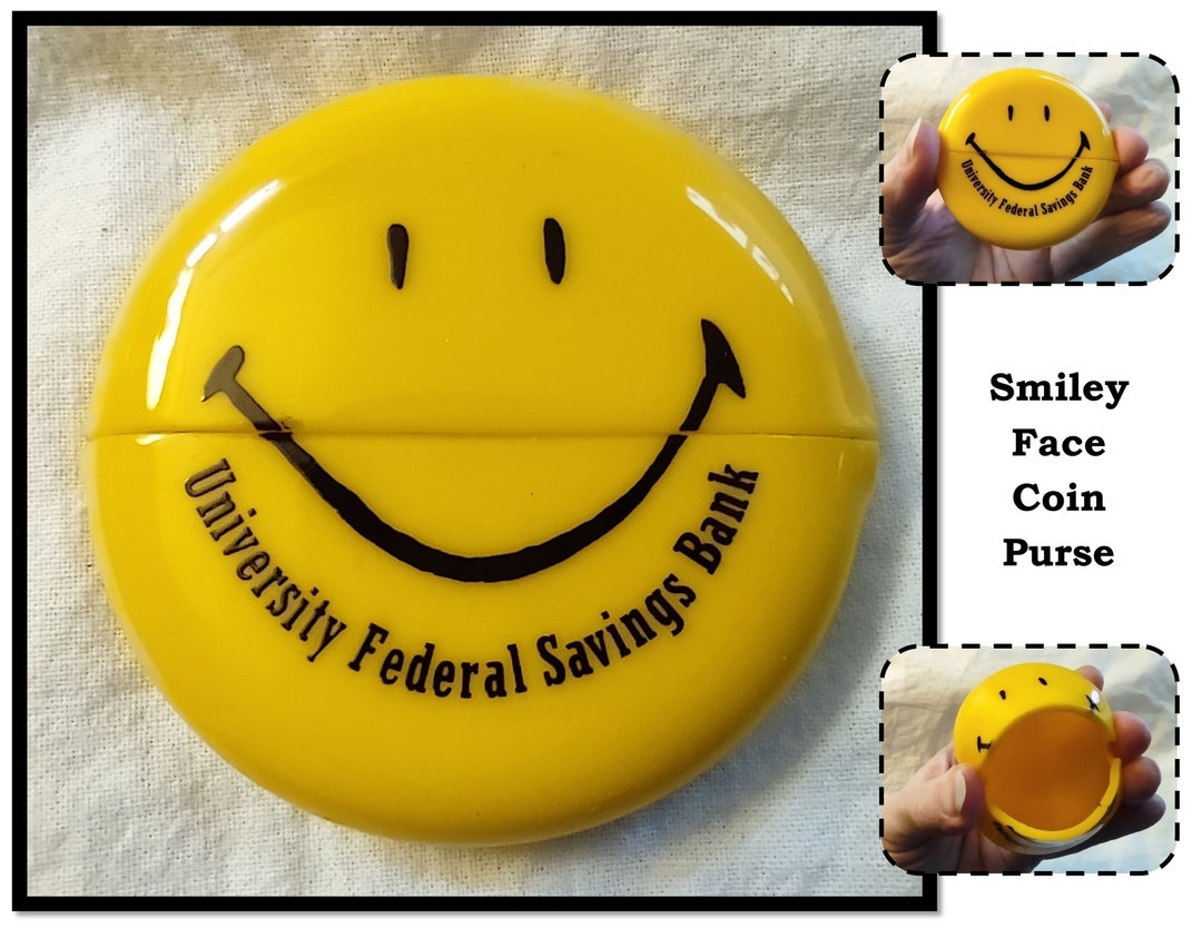 Vintage 70s Bright Yellow Vinyl Pinch Coin Purse, Advertising ...