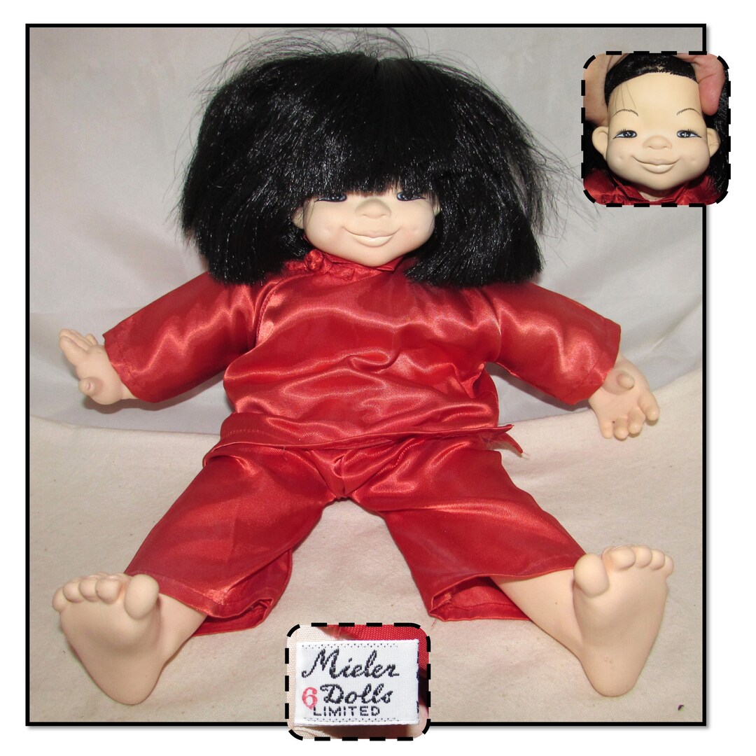 Vintage Asian Girl Doll in Red Satin, Mieler Dolls Limited, Mikkel B ...
