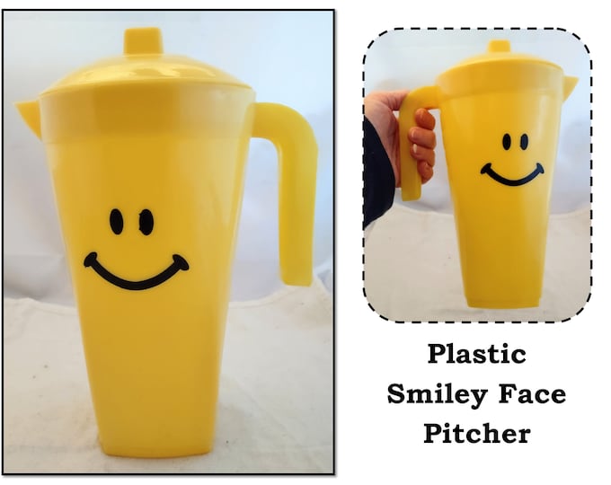 Yellow Plastic Smiley Face Pitcher by Stepower, 6 Cup Capacity - Etsy