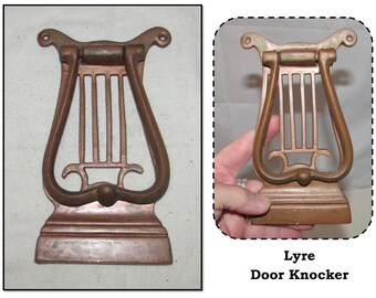 Vintage Brass Harp Lyre Door Knocker Music Architectural - Etsy