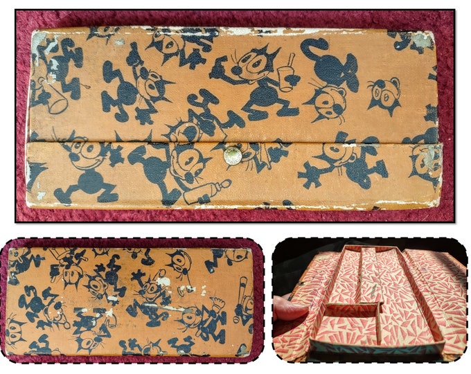 Vintage Orange Cardboard Felix the Cat Pencil Box Case, Snap Closure - Etsy