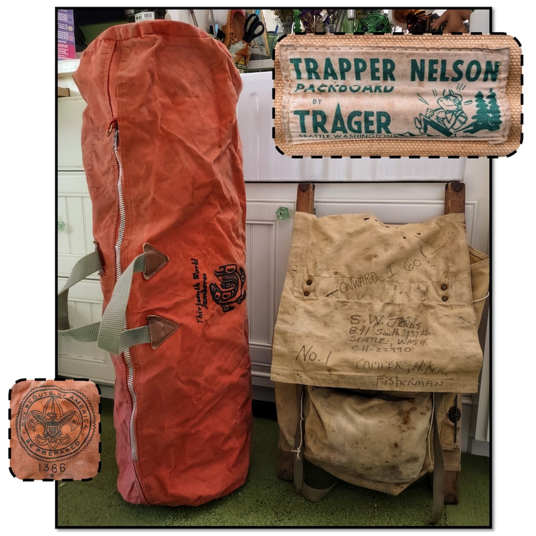 Vintage Trapper Nelson Backpack by Trager & Large Orange Canvas Boy ...