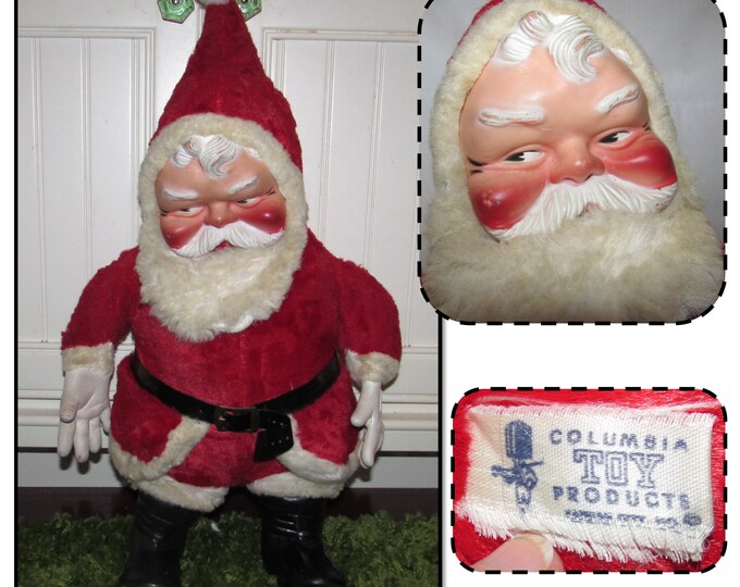 Vintage Plush Santa Claus Doll With Rubber Face by Columbia Toy ...