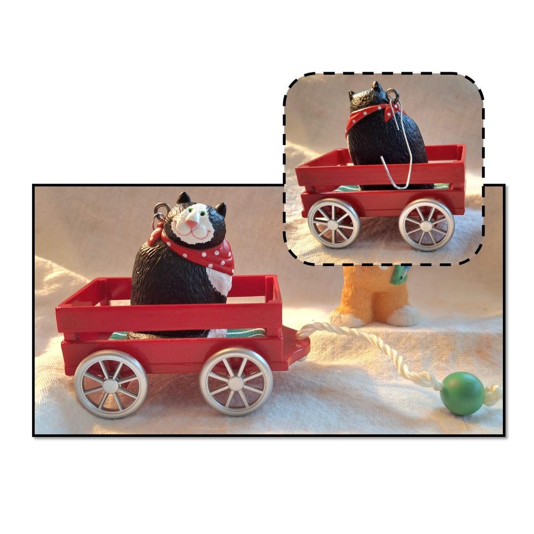 Vintage 1989 Country Cat Pull Toy Christmas Ornament by Hallmark - Etsy
