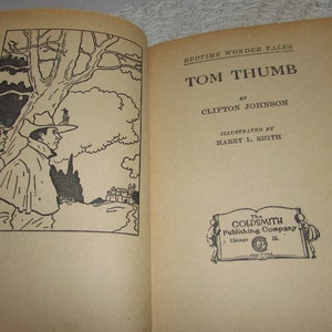 Vintage Hardcover Childrens Book, Tom Thumb by Clifton Johnson, 1935 ...