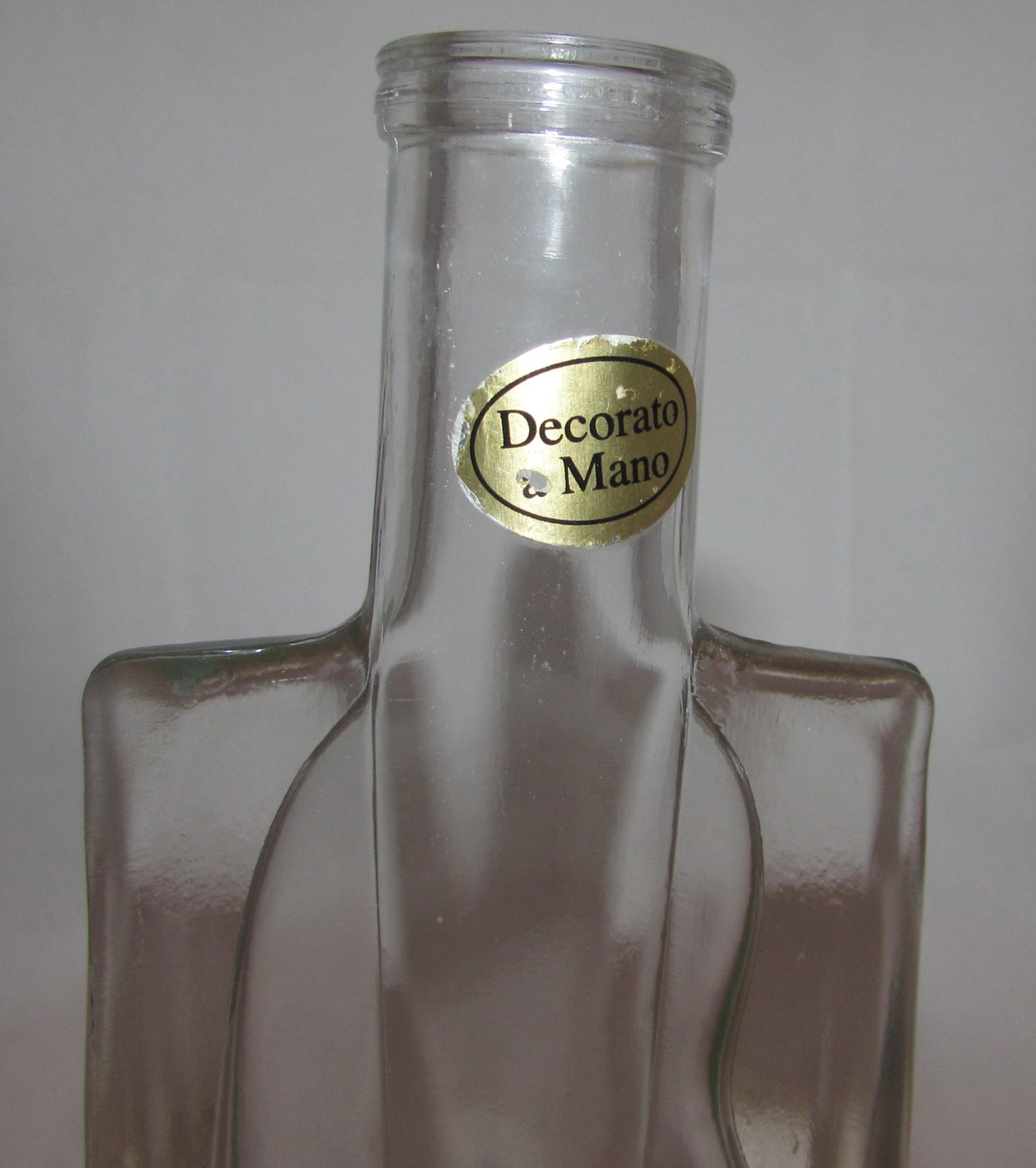 Vintage Clear Glass Italian Liquor Bottle With Handpainted - Etsy