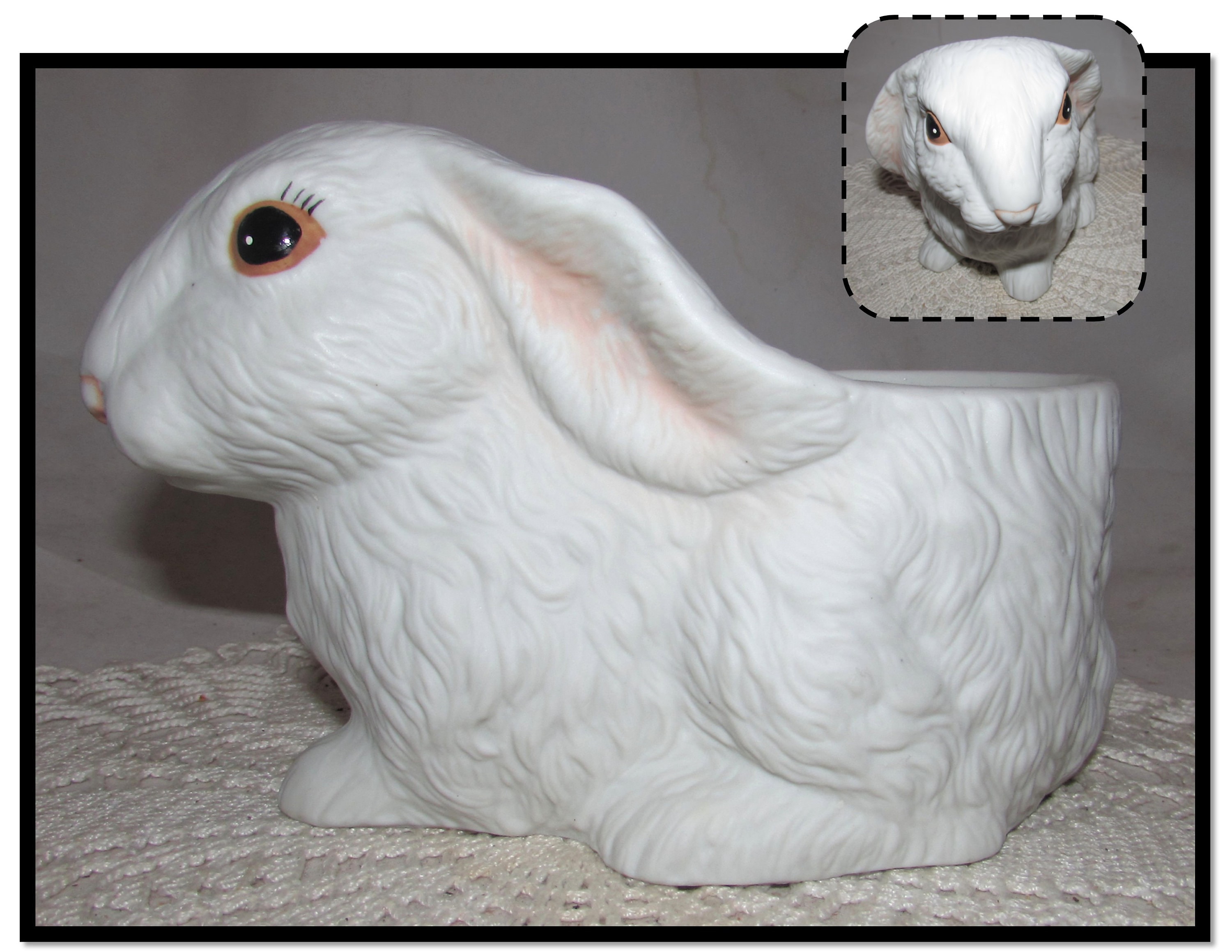 Vintage White Ceramic Bisque Bunny Rabbit Planter or Vase | Etsy