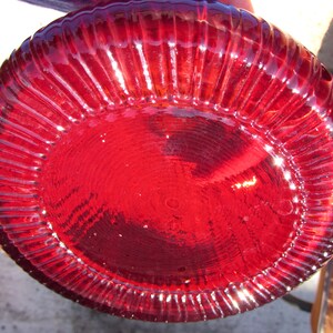 Vintage Large Red & Orange Amberina Ribbed Hourglass Shaped Glass Vase ...