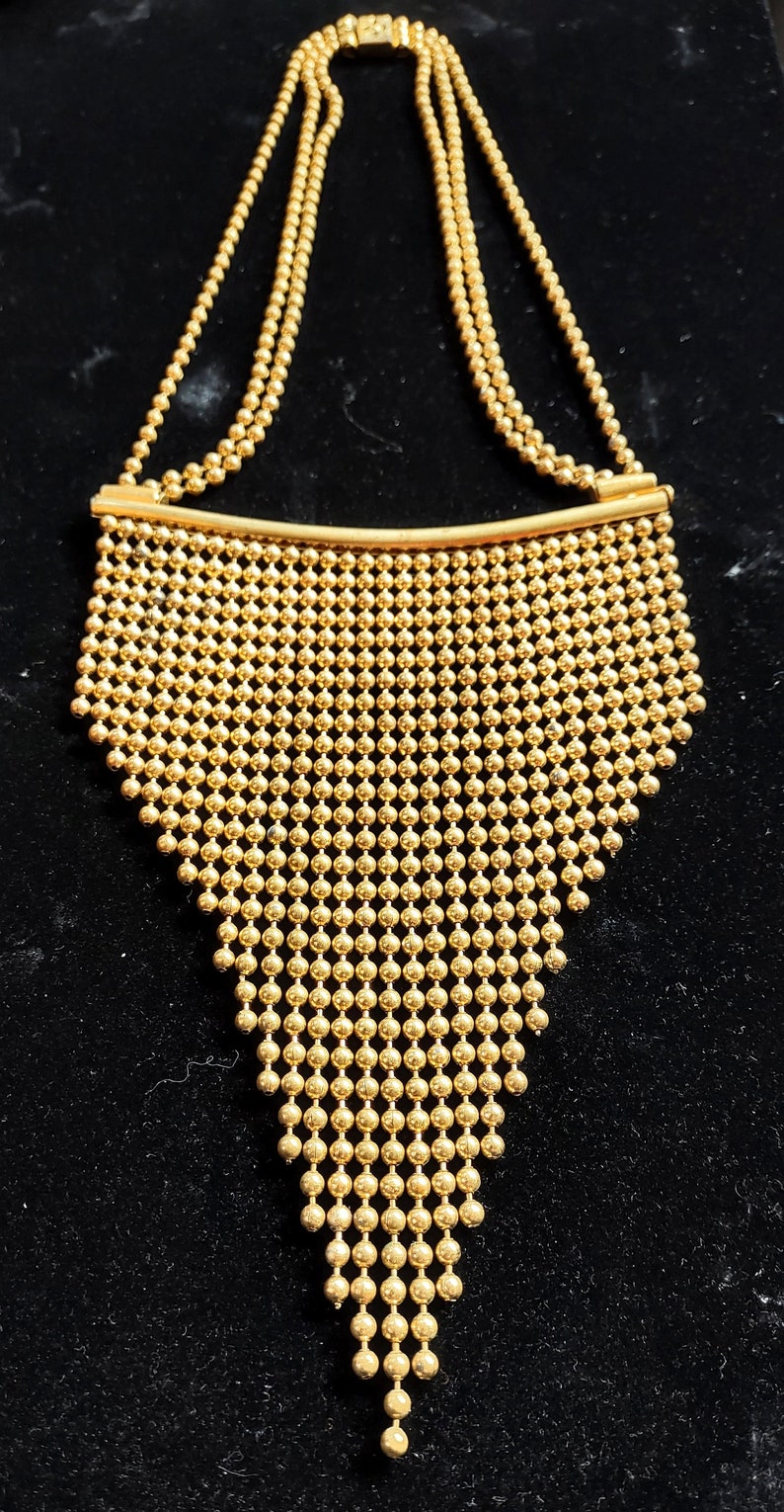 Vintage Brass Ball Chain V Shaped Necklace - Etsy