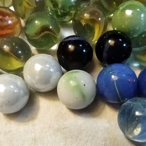 LOT of Vintage Glass & Steel Marbles, Cat Eye, Boulder Shooter, Steelie ...