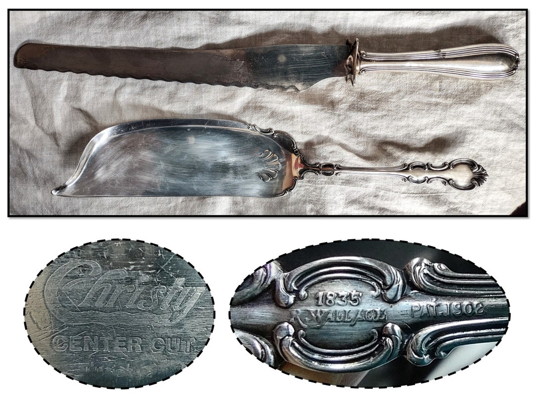 Lot of 2 Antique Sterling & Silver Plated Tableware, Christy Center Cut ...