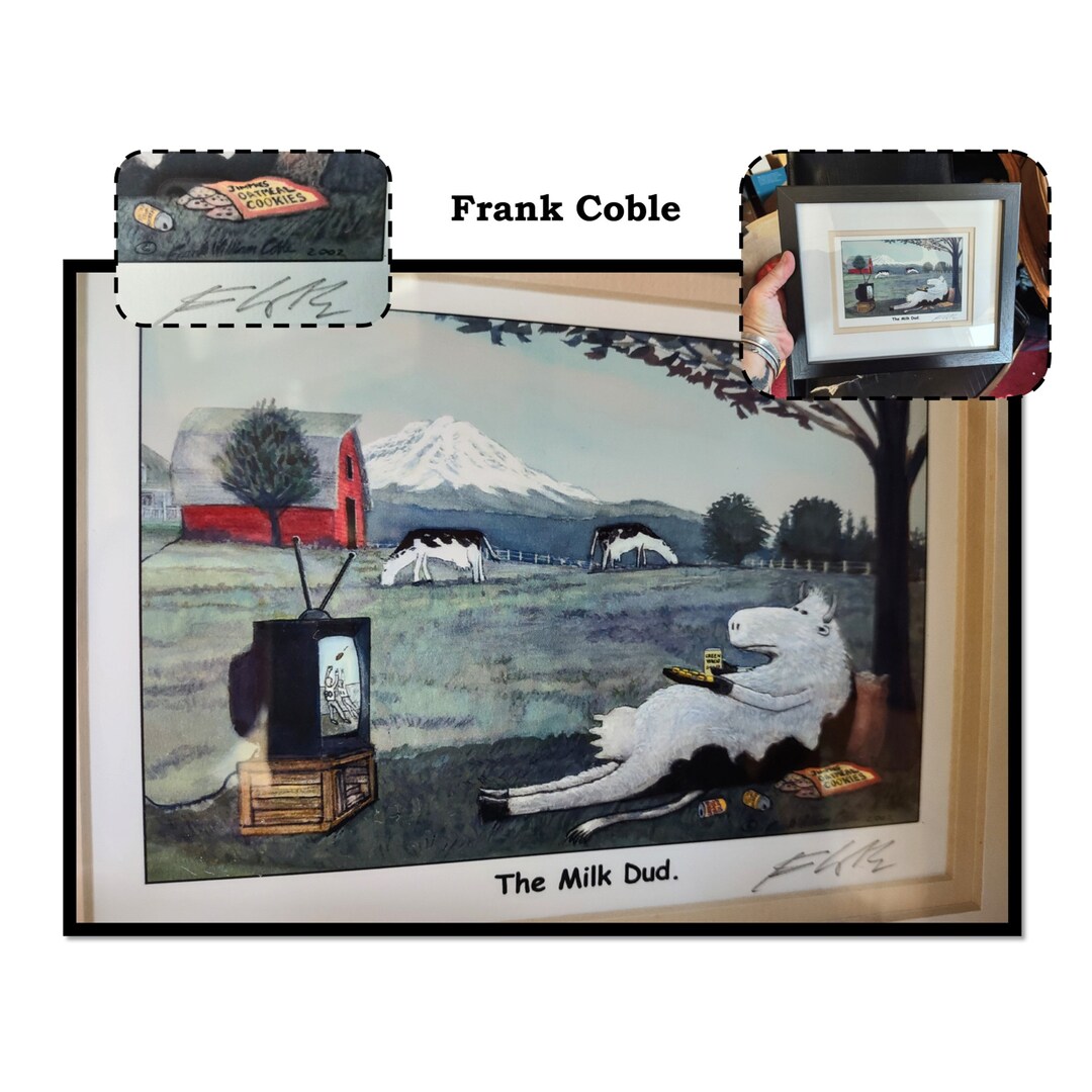 Vintage 2002 Framed Dairy Cow Print, the Milk Dud by Frank Coble ...