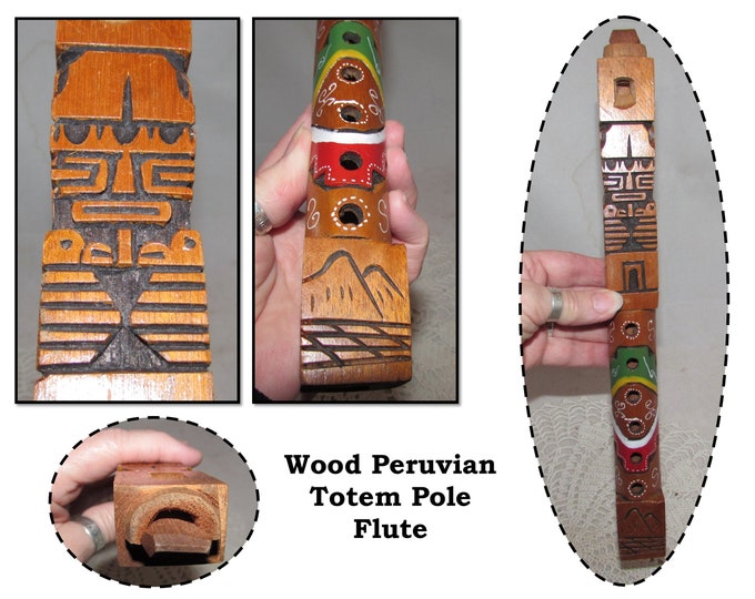 Vintage Peruvian Totem Pole Wooden Flute - Etsy