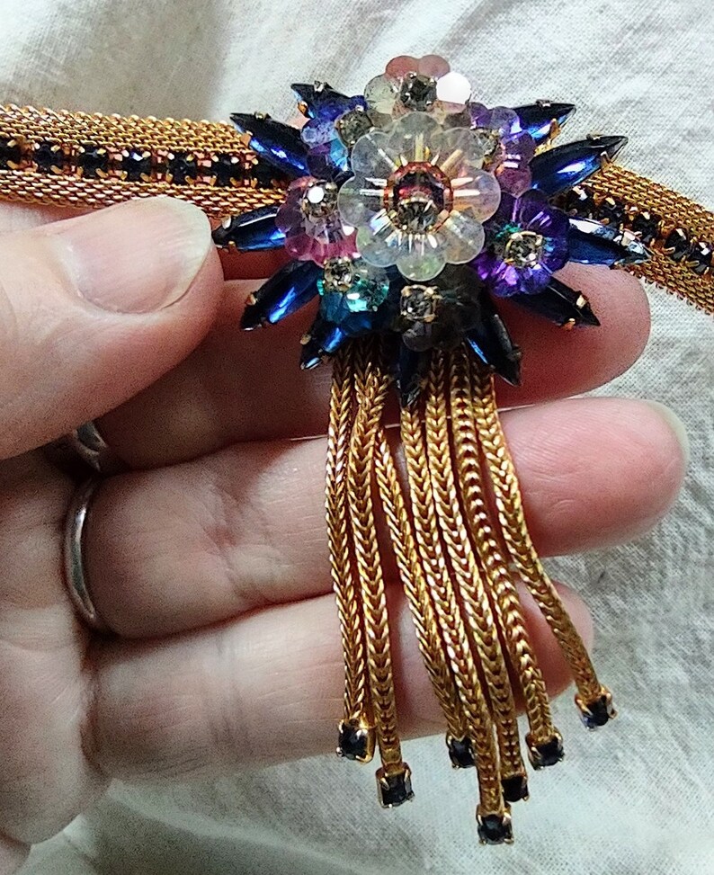 Vintage Juliana Gold Tone Mesh Blue Rhinestone Choker Necklace - Etsy