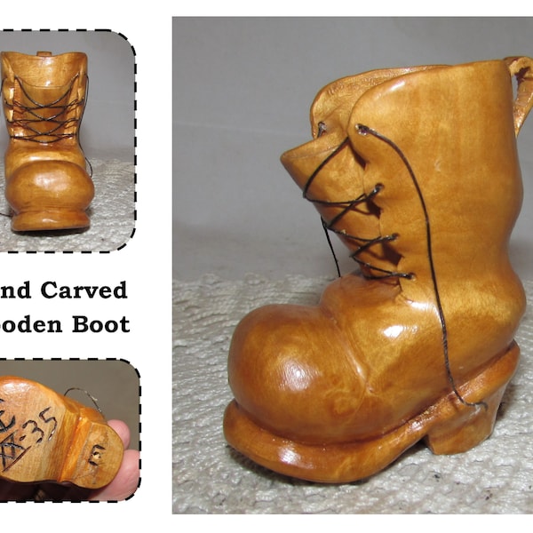 Carved Wood Boot - Etsy