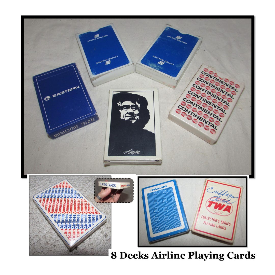 8 Decks of Vintage Used Airlines Playing Cards, 2 United, Alaska ...