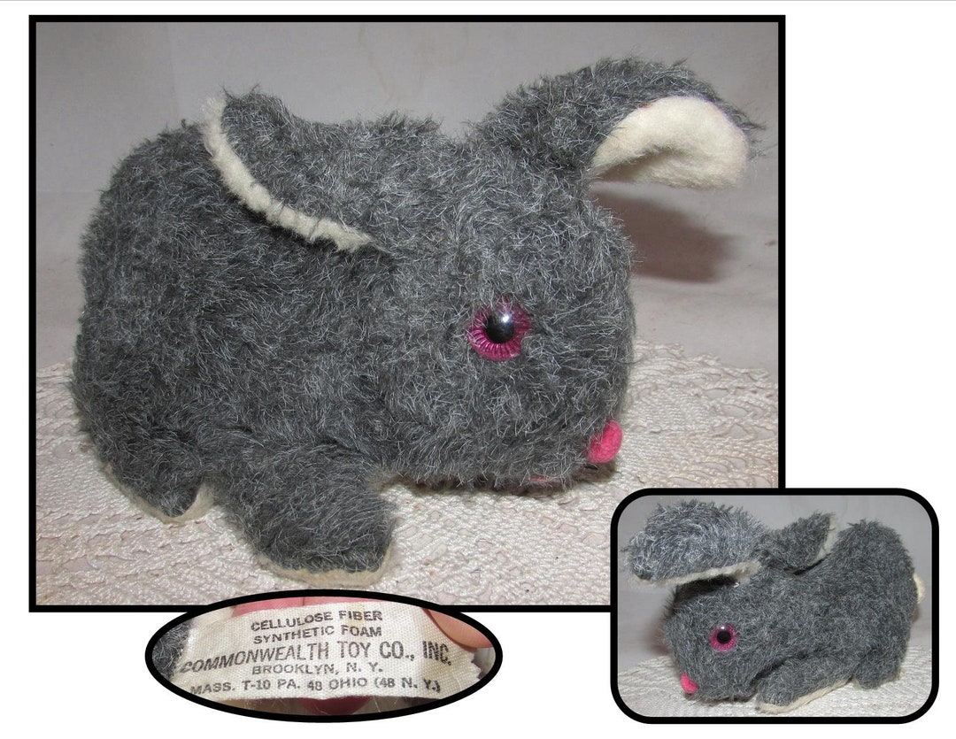 Vintage Gray Bunny Rabbit Plush Toy by Commonwealth Toys, Childs Toy ...