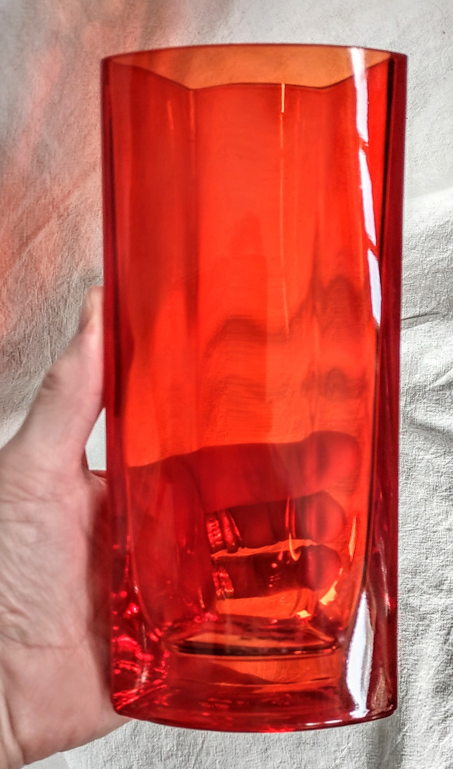 Vintage Persimmon Orange Heavy Glass Vase by per Ivar Ledang - Etsy